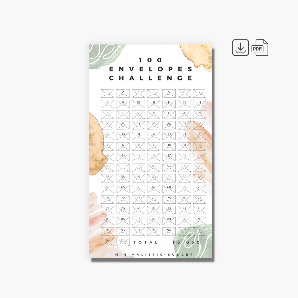 100 ENVELOPES CHALLENGE (SAVE $5,050) | DIGITAL DOWNLOAD – Minimalistic ...
