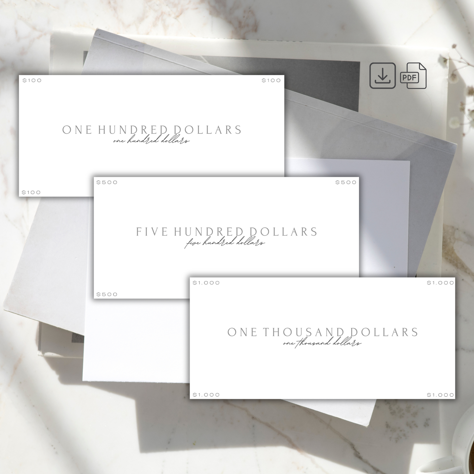 3-Pack Cash Placeholders | Digital Download – Minimalistic Budget