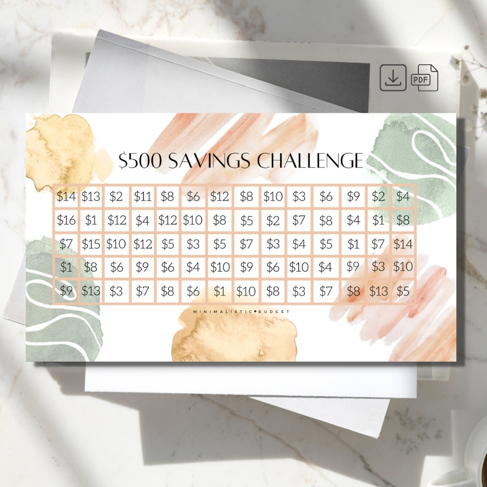 $500 Savings Challenge | Digital Download – Minimalistic Budget