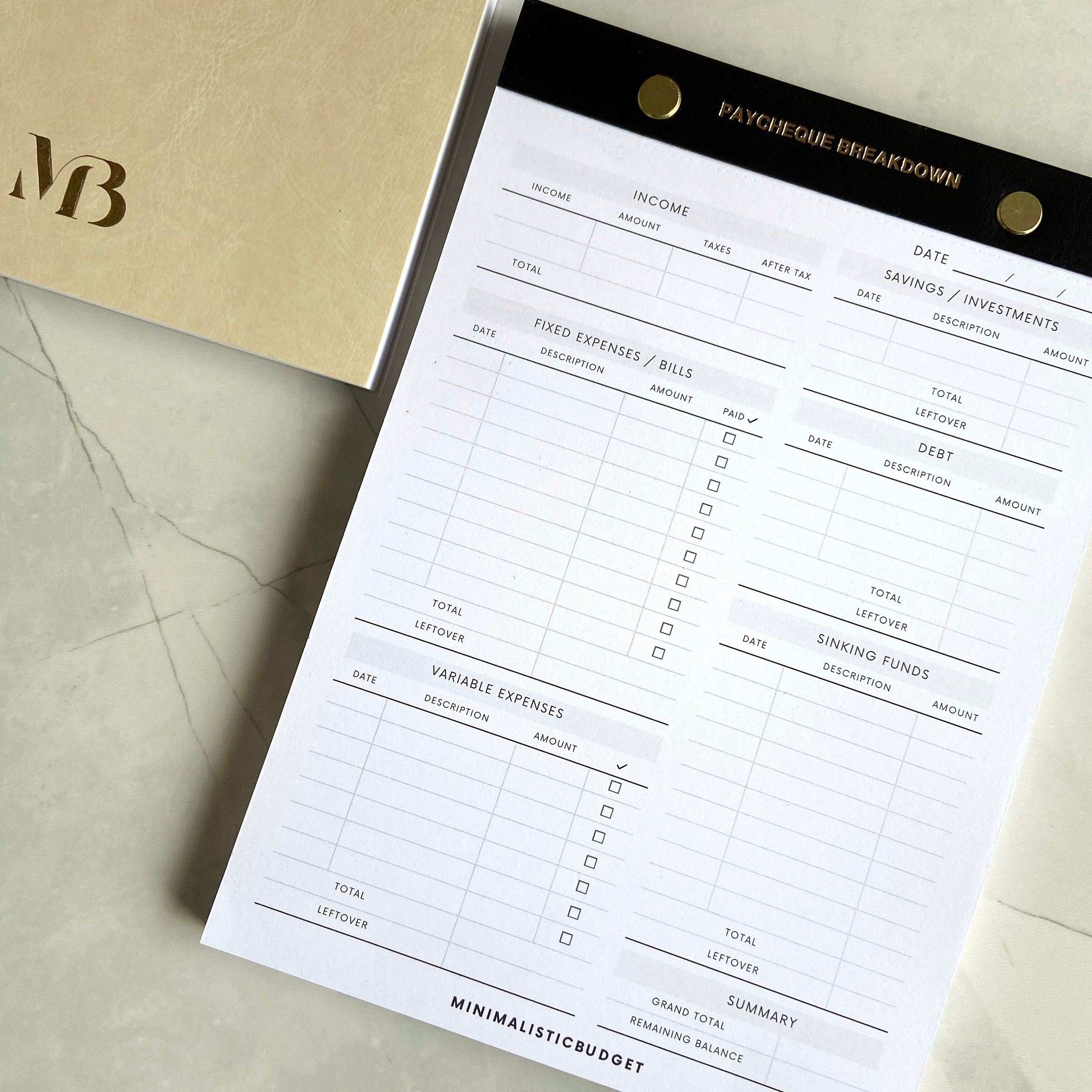 Finance Notepads – Minimalistic Budget