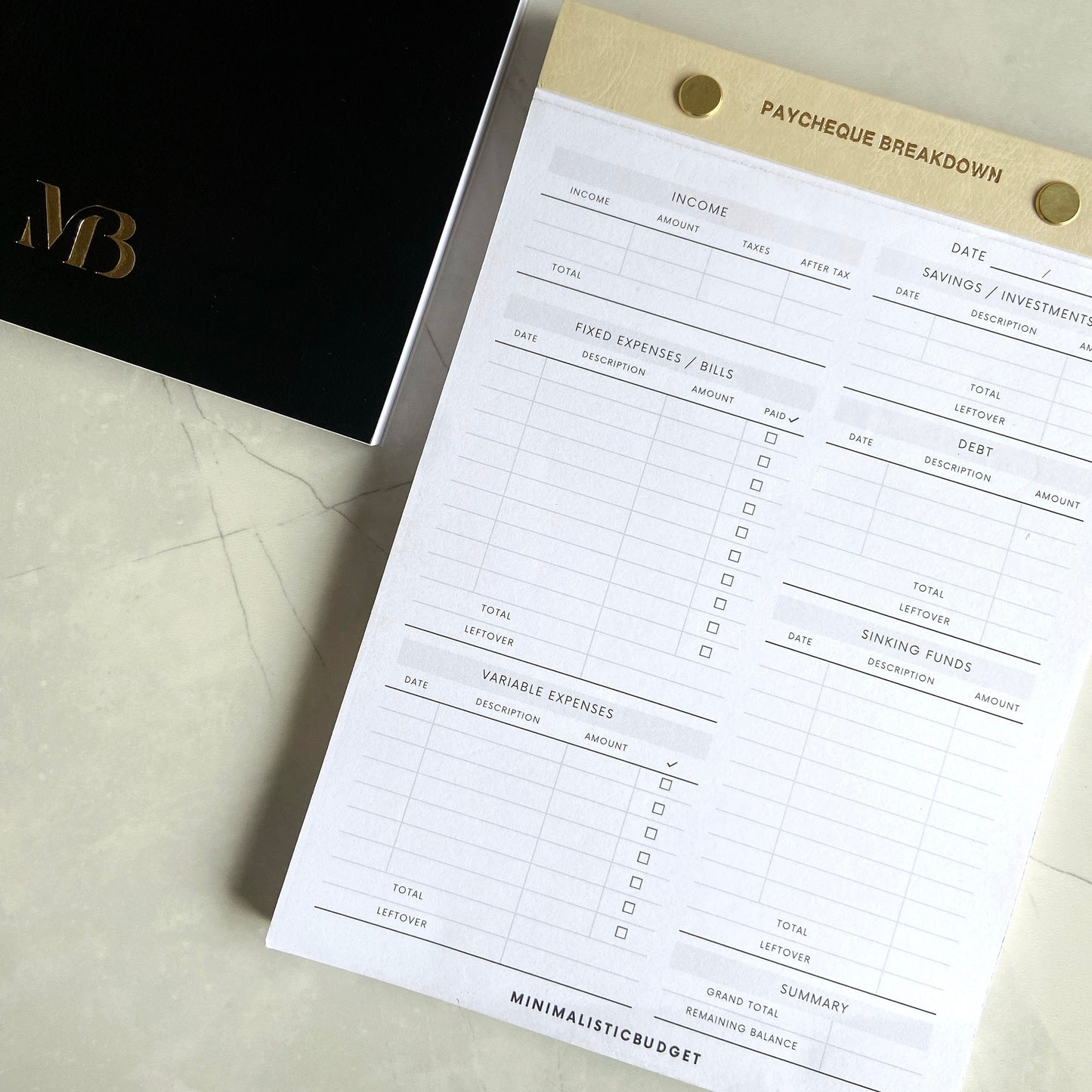 Finance Notepads – Minimalistic Budget